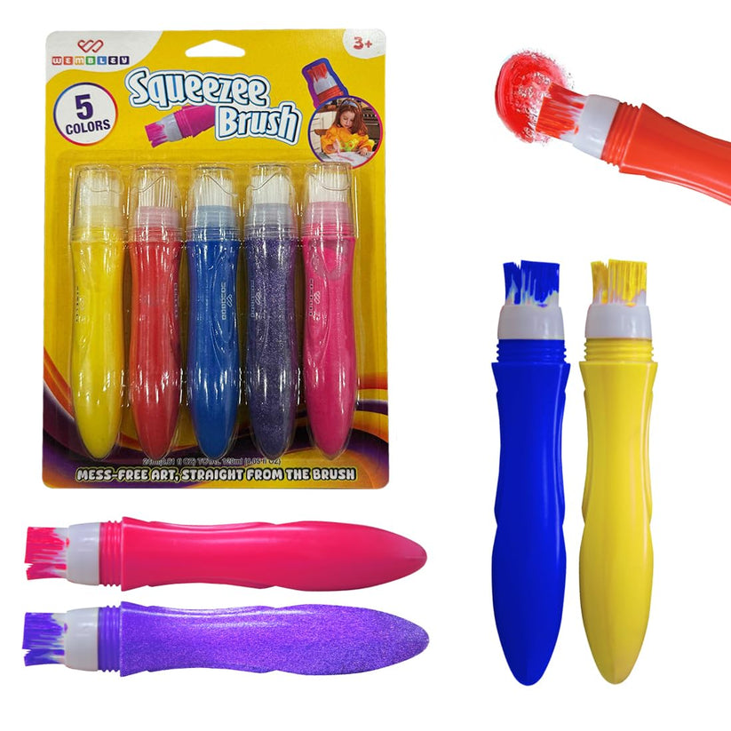 Mess-Free Squeeze Brush Set for Kids (5 Paint Brushes) – Wembley Toys