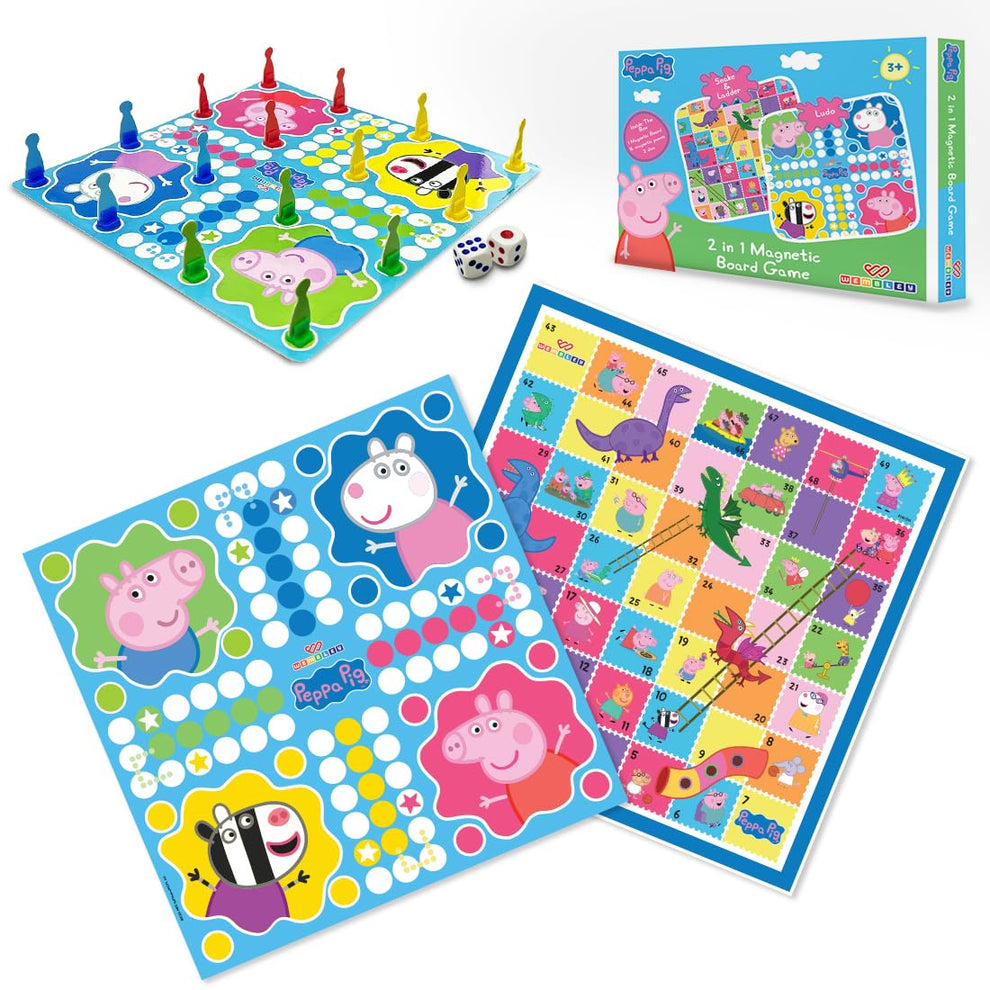 Peppa Pig Magnetic 2 in 1 Ludo & Snake & Ladder Board Game – Wembley Toys